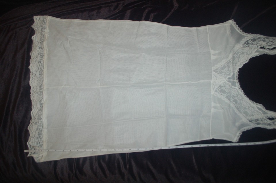 VINTAGE STUNNING WHITE FEMME ULTRA SHEER SILKLY POLYAMIDE FULL SLIP | eBay