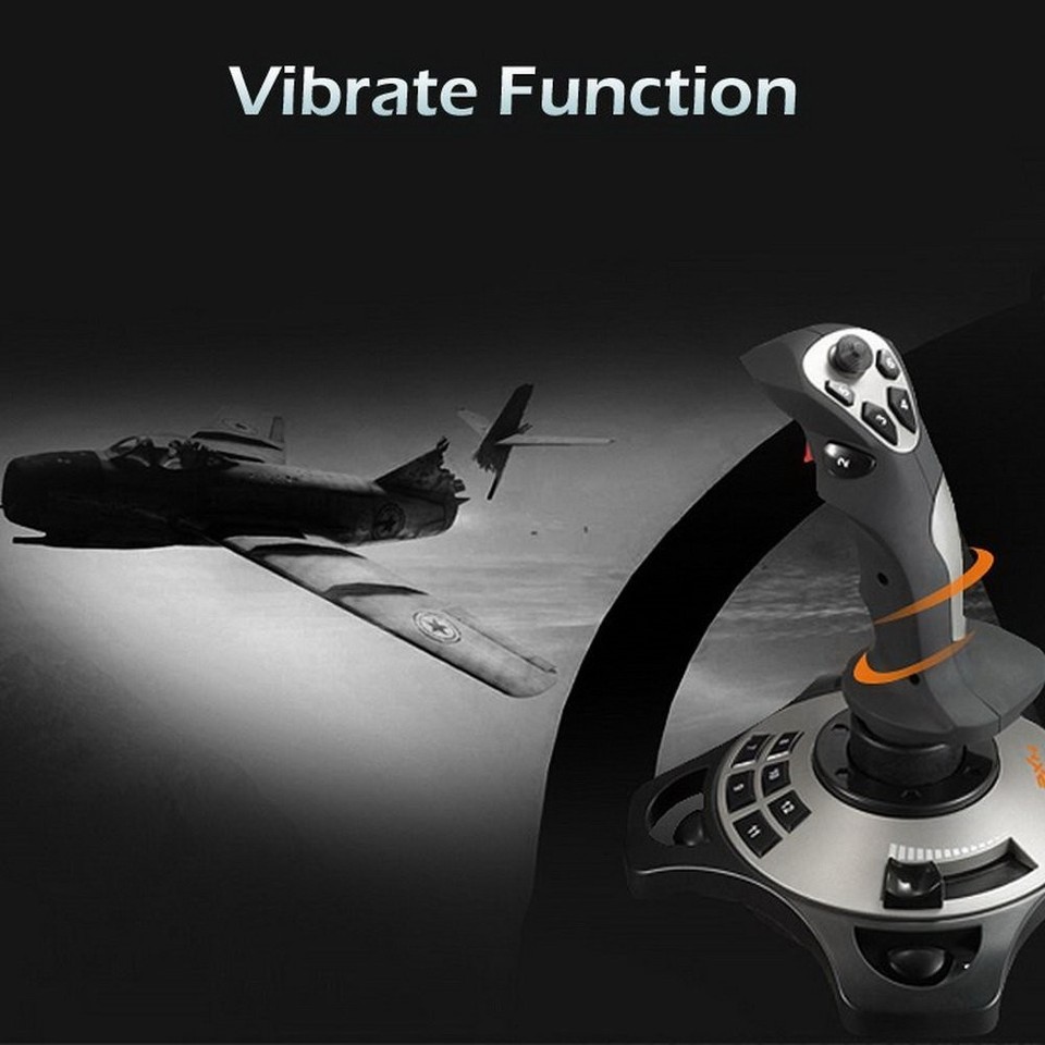 USB Flight Simulator Joystick with Vibration & Throttle for Windows PC ...