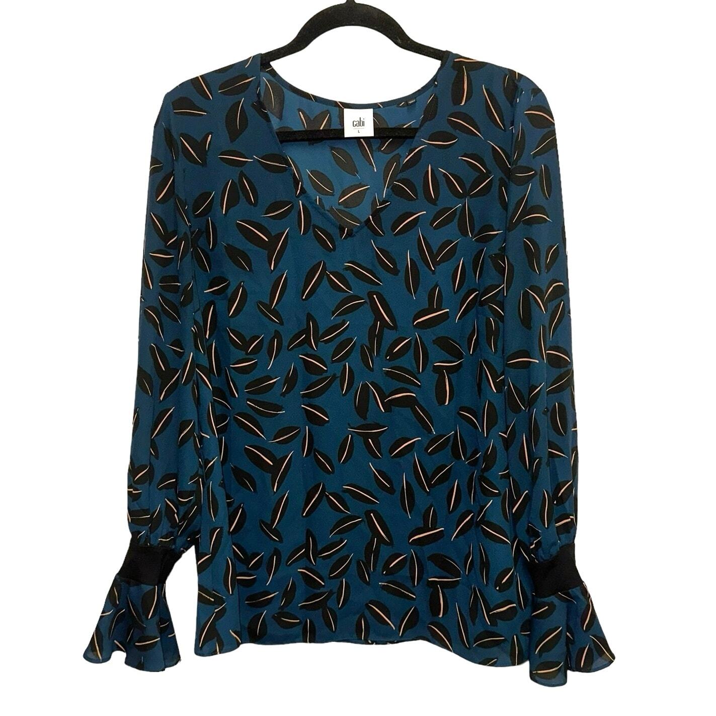 Cabi Style 3763 Shadow Leaf Blouse Floating Leaves V … - Gem