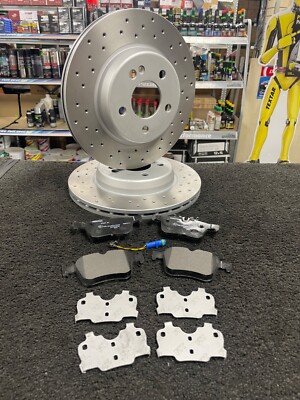 MERCEDES E-CLASS E 220 D AMG LINE BRAKE DISCS CROSS DRILLED BRAKE PADS ...