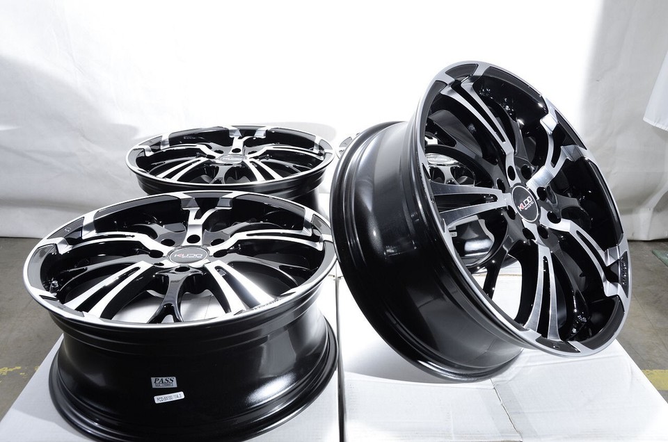 17x7 Wheels Rims Black 4 Lugs Honda Civic Accord Miata Cooper Scion xB ...