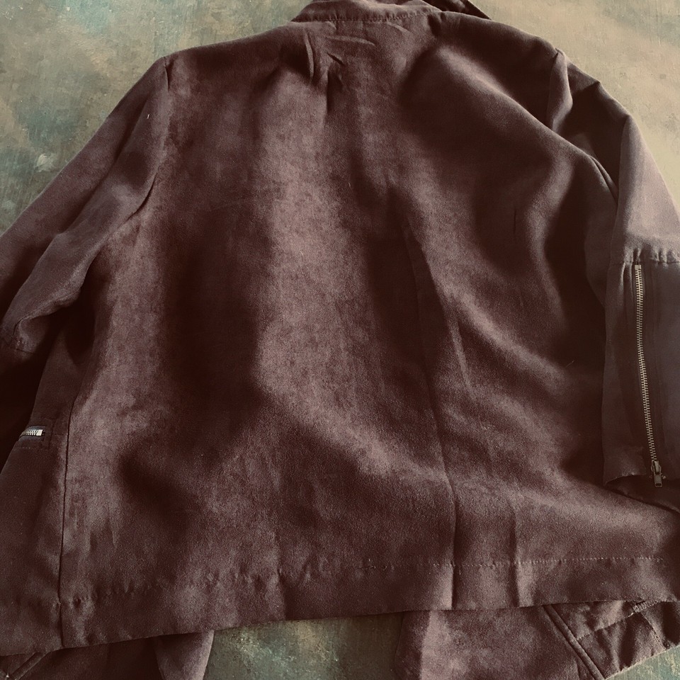 BRAND NEW w/tag Notations SZ L Microfiber Jacket Brown Lined Collar ...