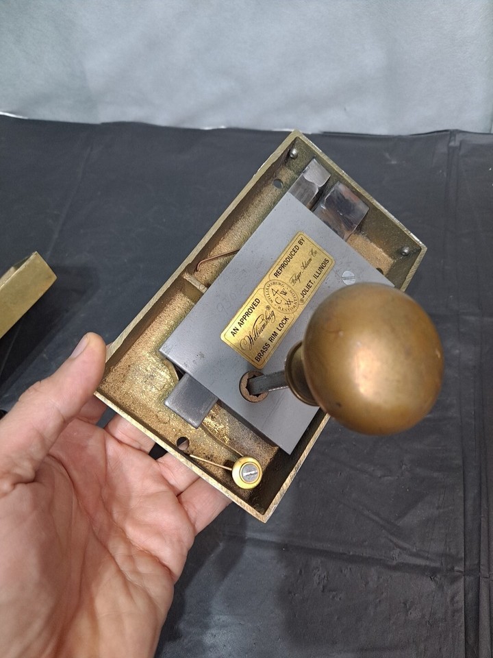 2 - Vintage Colonial Williamsburg Restoration Brass Rim Lock by Folger ...
