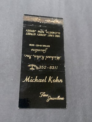 Vintage New Jersey Matchbook: “Michael Kohn Jewelers” Elizabeth, NJ | eBay