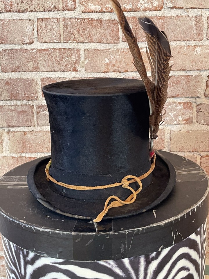 Vintage Victorian Beaver Fur Willoughby Paris Top Hat Steampunk Indian ...