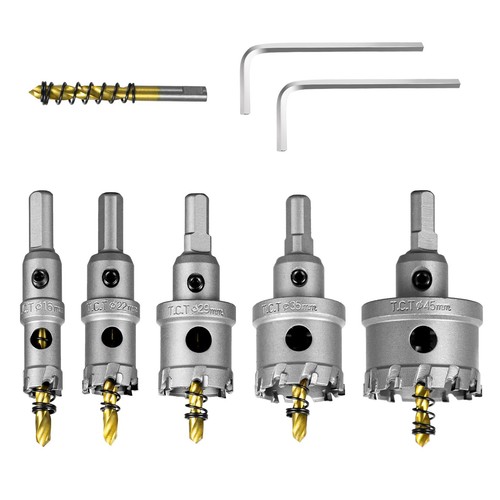 SALI 5pcs TCT Hole Saw Kit Tungsten Carbide Tipped Hole Saw Drill Bit ...