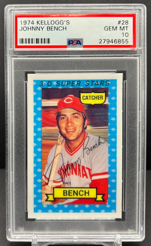 1974 Kellogg's 3-D Super Stars Johnny Bench PSA 10 GEM Cincinnati Reds ...