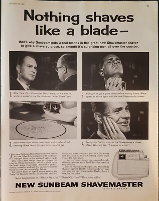 1960 Sunbeam Shavemaster Electric Shaver Print Advertisement | eBay