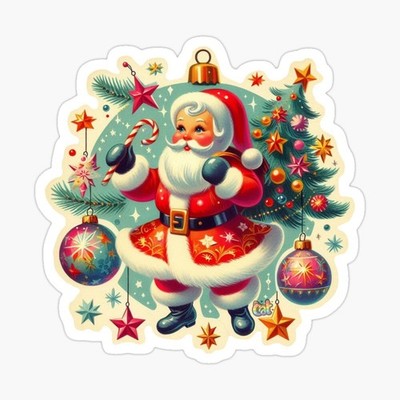 Retro Noel Christmas sticker decal 3" x 3" | eBay