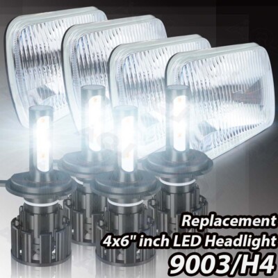 4X6 Stock Glass Lens / Metal Headlight 6000k LED HID Light Bulb ...