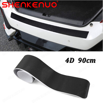 Universal 4D Carbon Fiber Car Rear Bumper Trunk Tail Lip Protect Decal ...