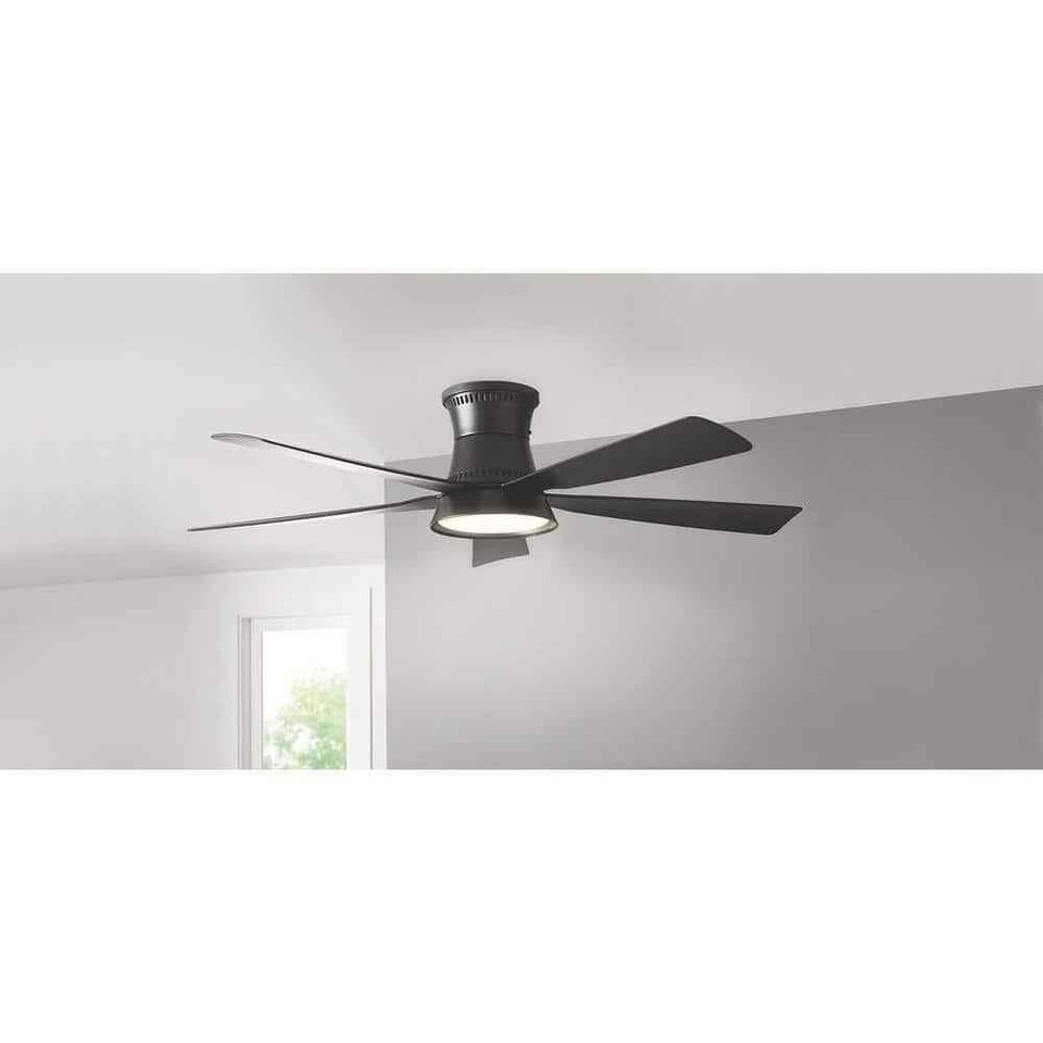 Hampton Bay Hawkspur 52 in. Indoor/Outdoor Matte Black Ceiling Fan with ...