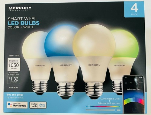 Merkury Innovations Smart Wi-Fi dimmable LED bulbs 4 pack | eBay
