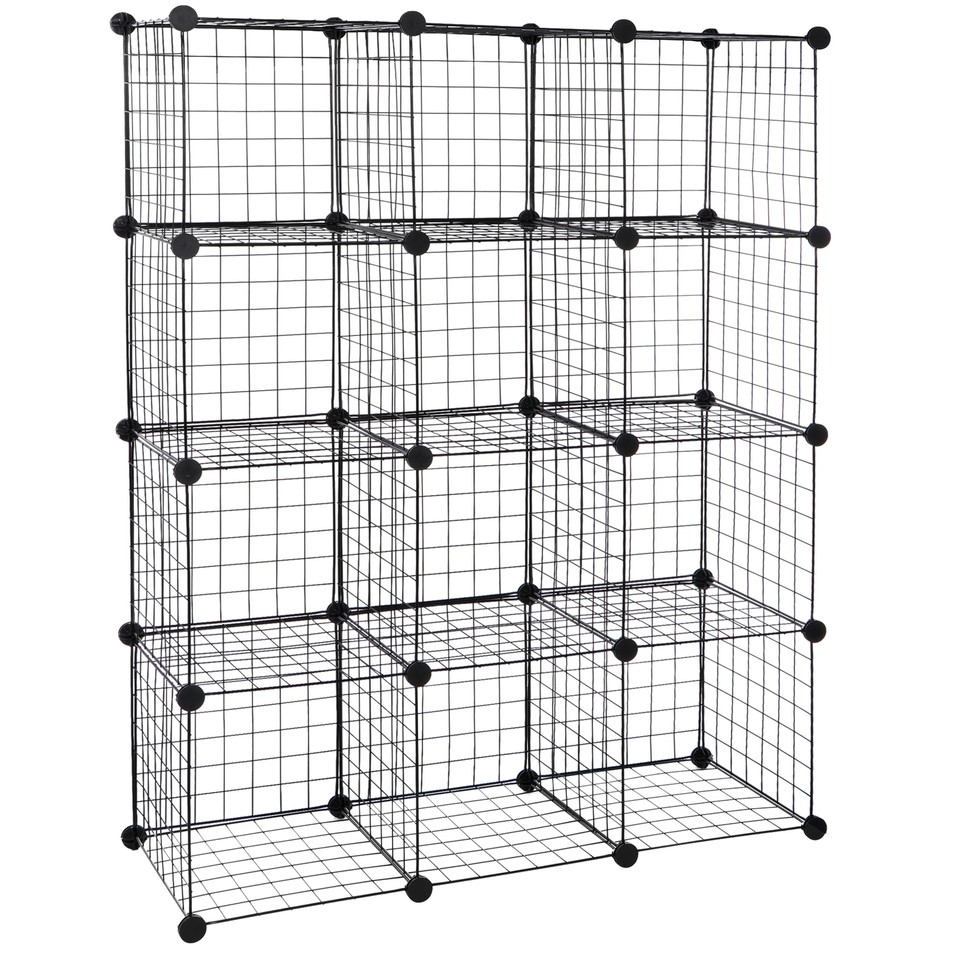 Wire Cube Storage 12-Cube Storage Organizer Bins Wire Shelving Modular ...