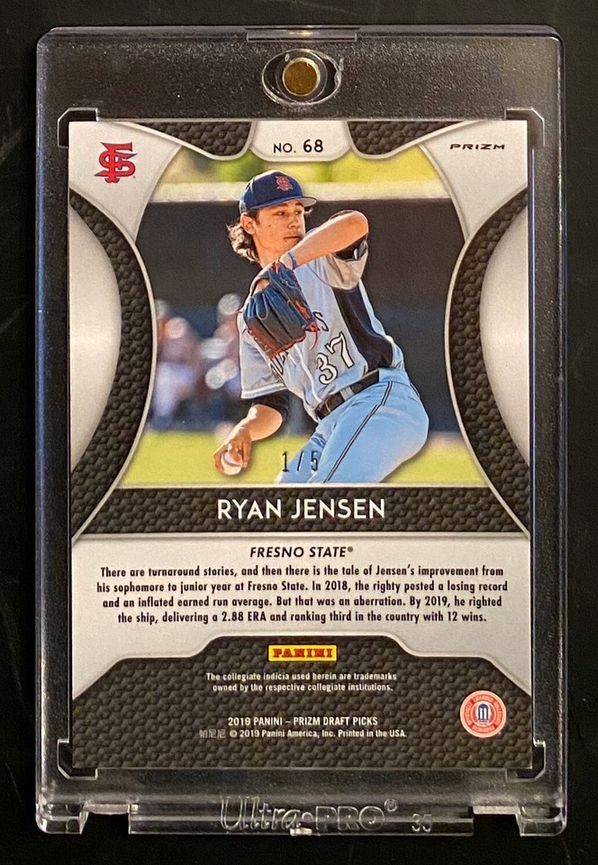 2019 Panini Prizm 1/5 Ryan Jensen Rookie RC Gold Vinyl Superfractor ...