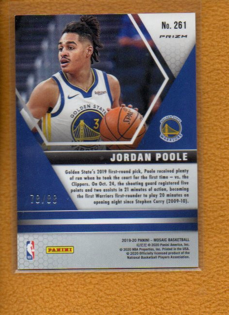 Jordan Poole 2019-20 Mosaic Rookie NBA Debut Choice Fusion Red Prizm RC ...
