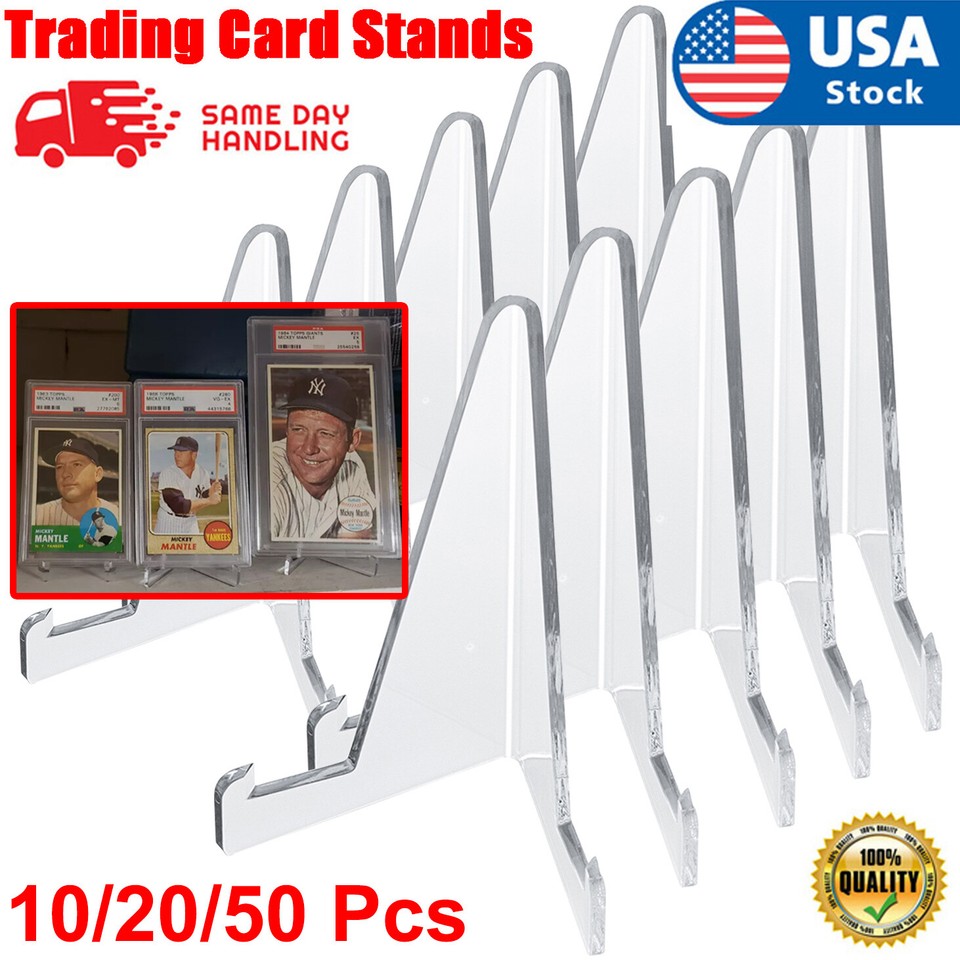 10/20/50 Pcs Clear Acrylic Trading Card Stands Coins Sports Cards ...