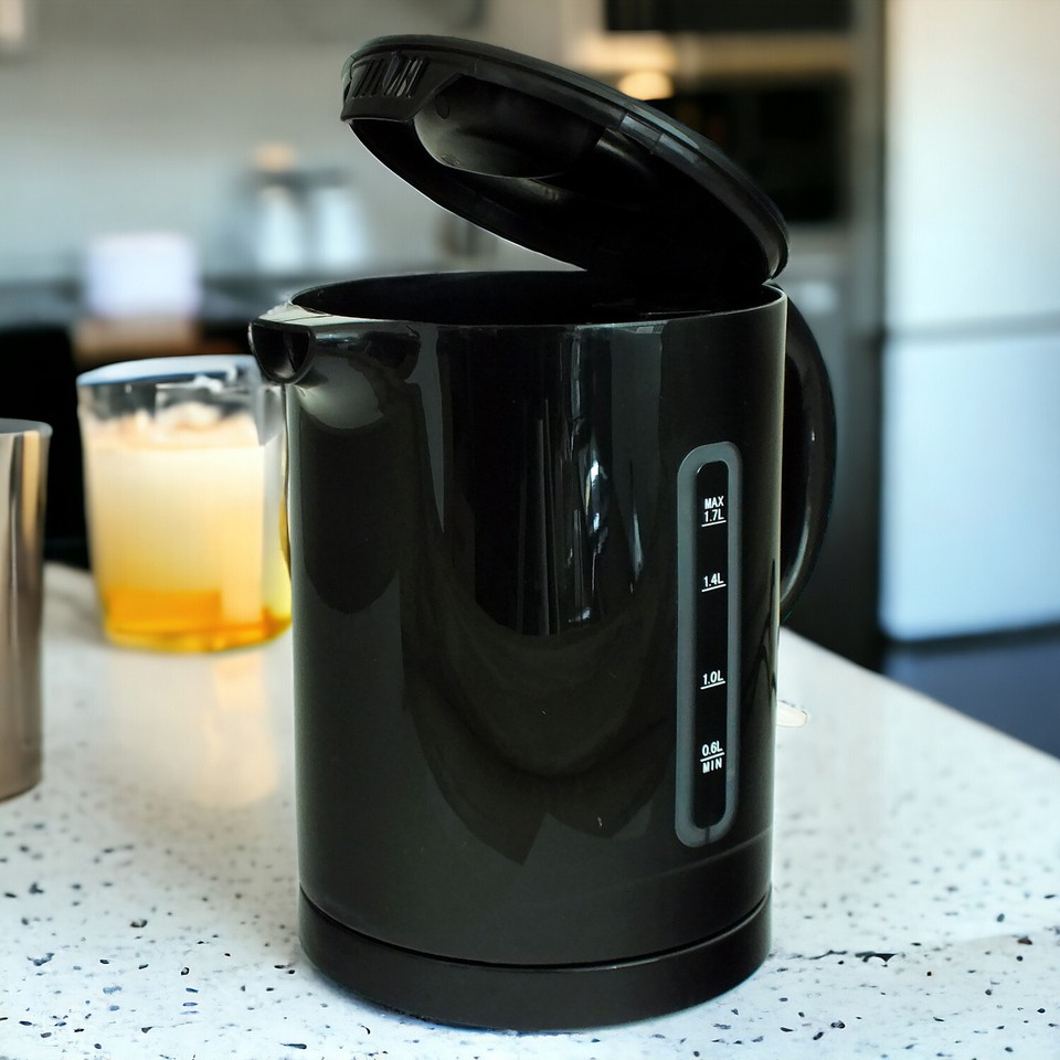 Cordless Electric Kettle Black 1.7 Litre Jug 2200W Rapid Boil Strix ...