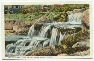 Miami FL Cascade Coral Gables Swimming Pool Old Postcard - Florida | eBay