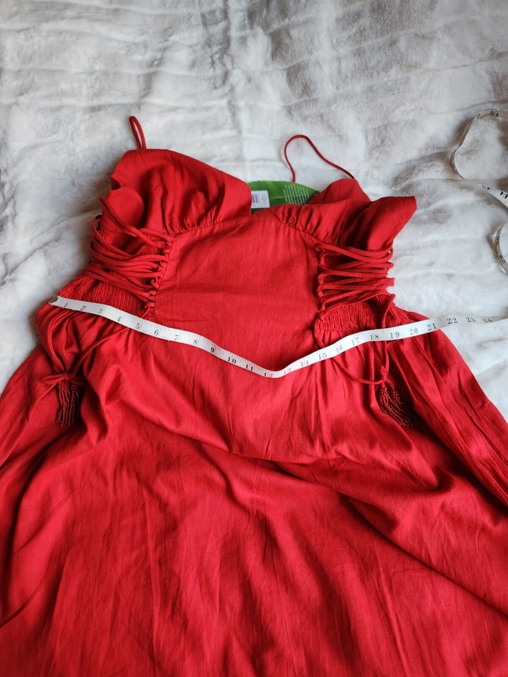 Farm rio Linen-Blend Lace-Up Midi-Dress red Sz XL BNWT | eBay