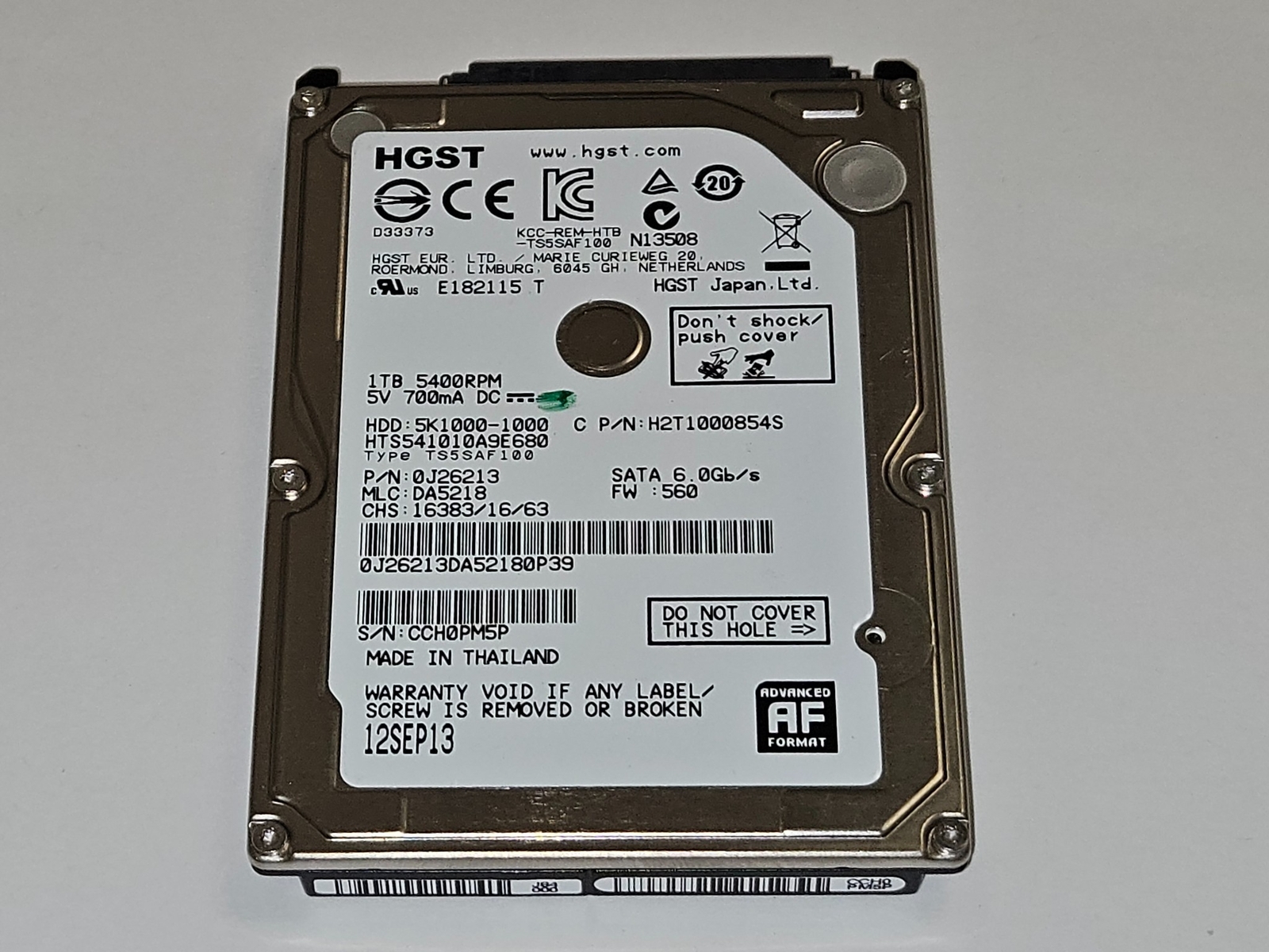 HGST 1TB 2.5" SATA Laptop/Notebook Hard Drive HTS541010A9E680 5400RPM ...