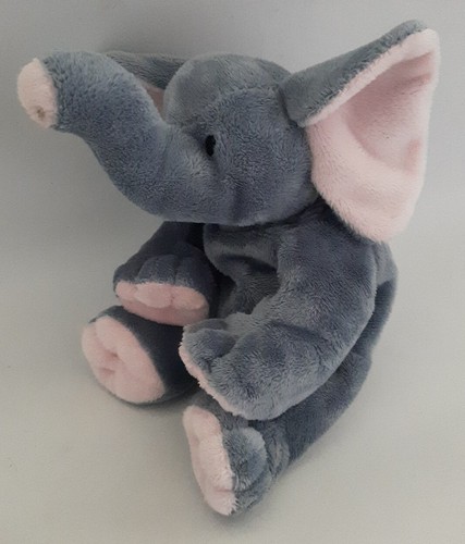 RARE Ty Pluffies 'Winks The Elephant' BLUE PINK 2009 Plush Soft Toy ...