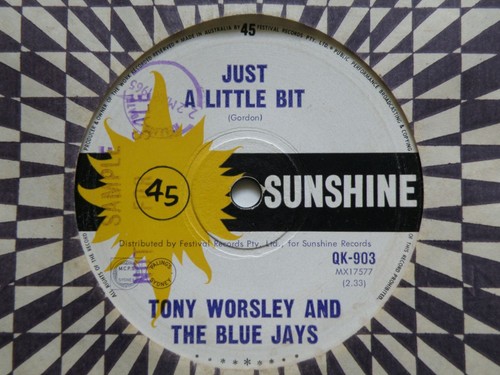 1965 PROMO TONY WORSLEY&THE BLUE JAYS *JUST A LITTLE BIT+IF I* SUNSHINE ...