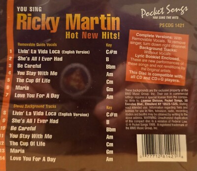 1421 RICKY MARTIN POCKET SONGS KARAOKE CDG LOT MI | eBay