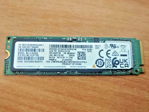 Fast Samsung SSD 256GB PM981a PCIe NVMe M.2 2280 Soild state Drive MZ ...