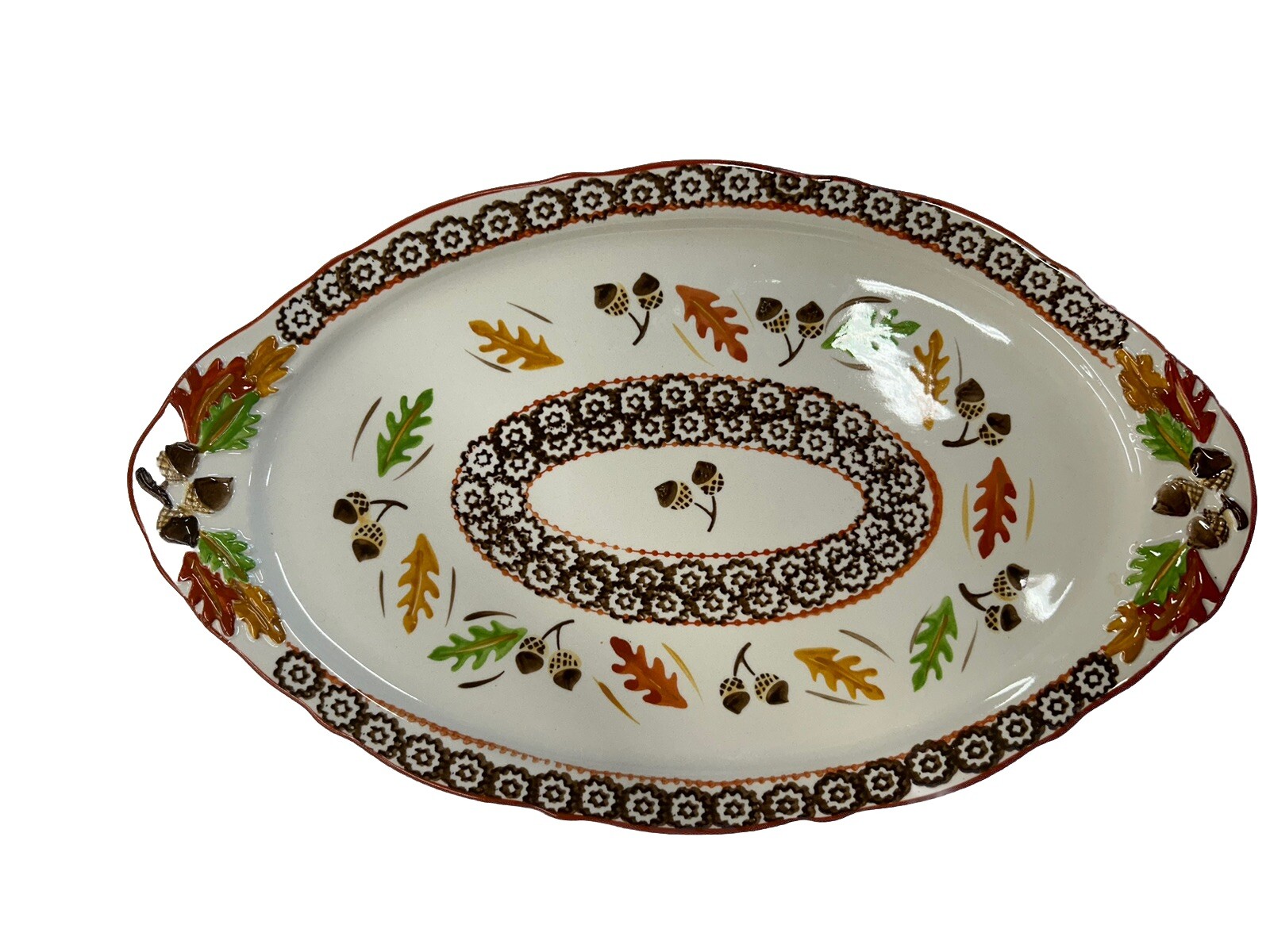 Temptations by Tara Old World Harvest Leaves Oval Serving Platter 18 ...