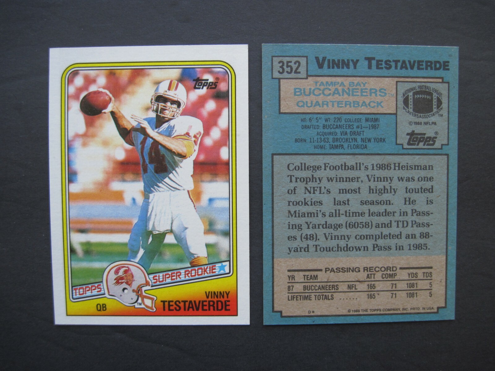 Vinny Testaverde Rookie Card