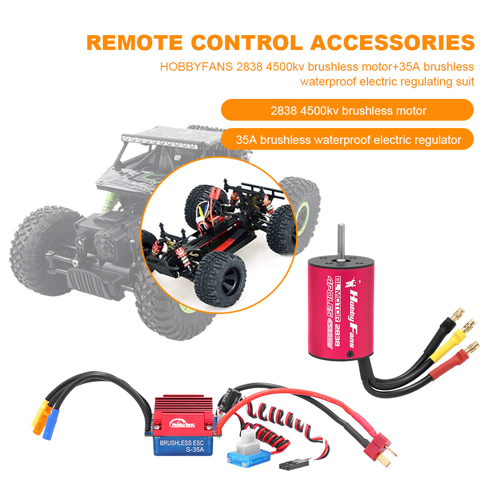 4P 2838 4500KV Brushless Motor + 35A Waterproof ESC Combo Kits for 1/12 ...