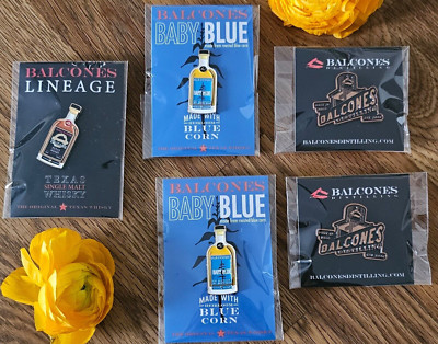 Balcones Whisky pins Waco Texas Texan distillery baby blue lineage TX ...