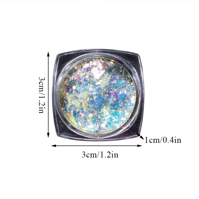 1Box Glitter Opal Powder Nail Art Sequins Flakes Mirror Holographic ...