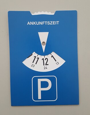 PARKSCHEIBE Auto * PARKUHR Parkkarte weiß-blau * NEU * drehbare Scheibe ...