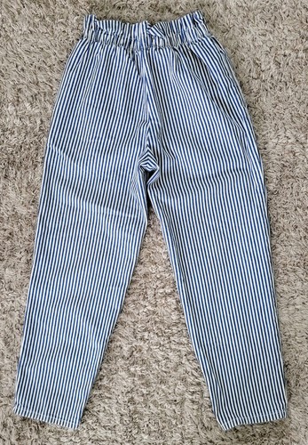 Vintage Fancy Props Blue & Cream Striped Paper Bag Waist Pants Size 6P ...