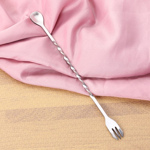 304 Stainless Swizzle Stick Spoon Mixing Fork Cocktail Twisted Pick | eBay