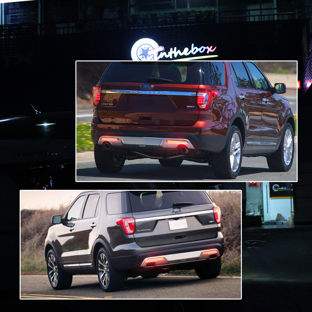 3D Optic Red Lens Tail Brake Rear Bumper LED Lights For 2016-2019 Ford ...