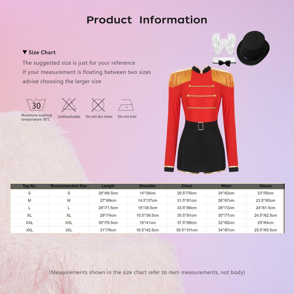 Womens Circus Ringmaster Jumpsuit Dress Halloween Showman Stage Shows ...