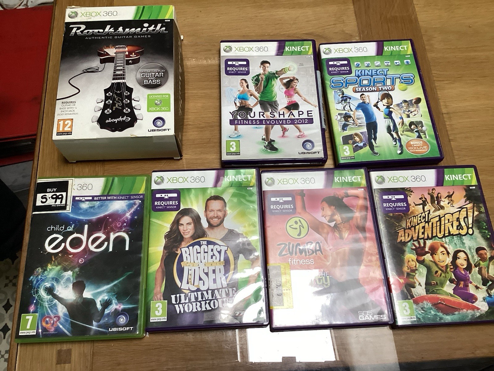 Microsoft Xbox 360 Kinetic Game Bundle Joblot of 6 + Rock smith inc ...