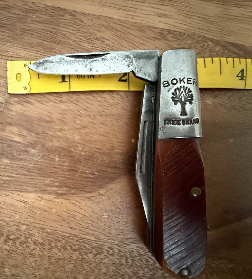 Vintage Boker Tree Brand 493 Barlow Folding Knife Sawcut Delrin Handles Sharp | eBay