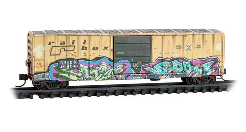 Railbox 50' Ribside Boxcar Weathered Graffiti Micro-Trains #025 45 256 ...