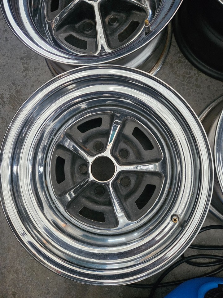 VERY NICE SET OF 4 15 X 8 ORIGINAL CHROME Magnum 500 Wheels AMC FORD ...