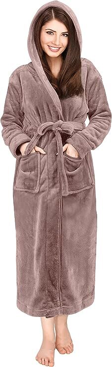 Women Fleece Hooded Bathrobe - Plush Long Robe in Lot NY Threads | eBay