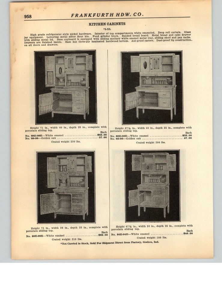 1928 PAPER AD 2 Sided IXL Kitchen Cupboard Cabinet Goshen Ind Hoosier ...