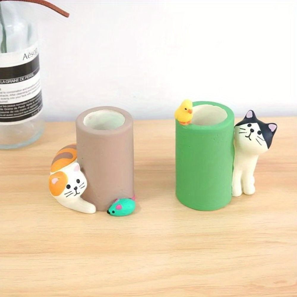 Cat Ornaments Single Pencil Holder Pencil Stand Container Office ...