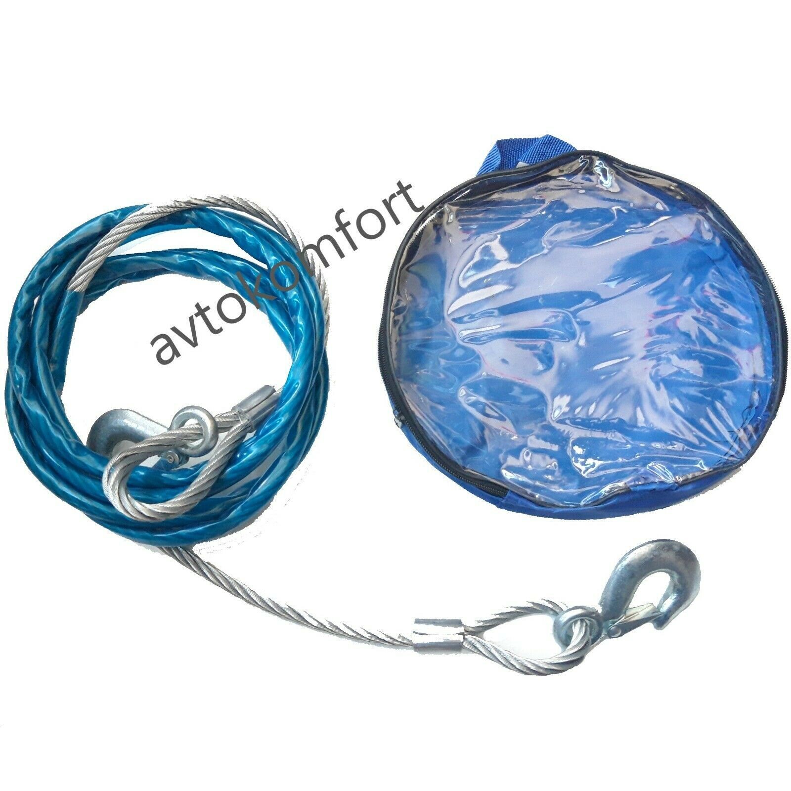 8 Tons Metal Wire 10 mm Tow Rope Strong Material With Metal Carabiners ...