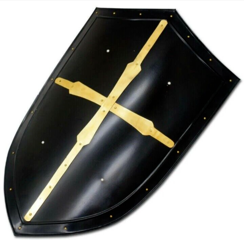 Medieval Warrior Knight Black Heater Shield Battle Shield 18 Gauge ...