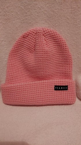 Yea Nice Beanie Knit Hat Men's Cuffed Pale Pink Brand new with no tags ...
