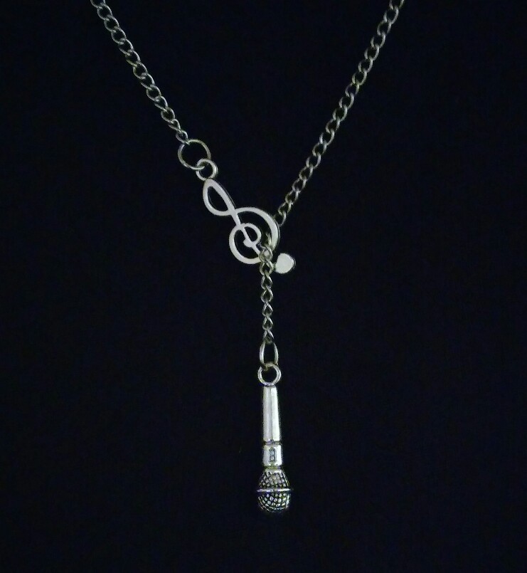 Singer Singing Microphone Treble Cleft Music Note Karaoke Lariat Style ...